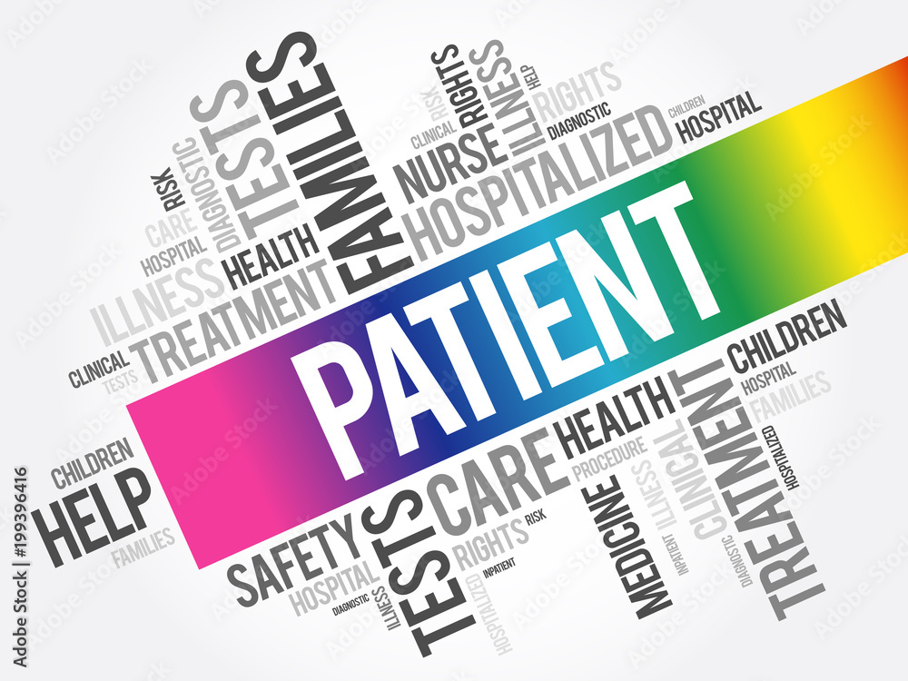 Patient word cloud collage, health concept background Stock Vector ...