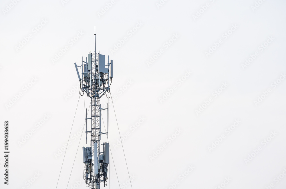 Telecommunication Tower. Cell Phone Signal Tower on sky background Can ...