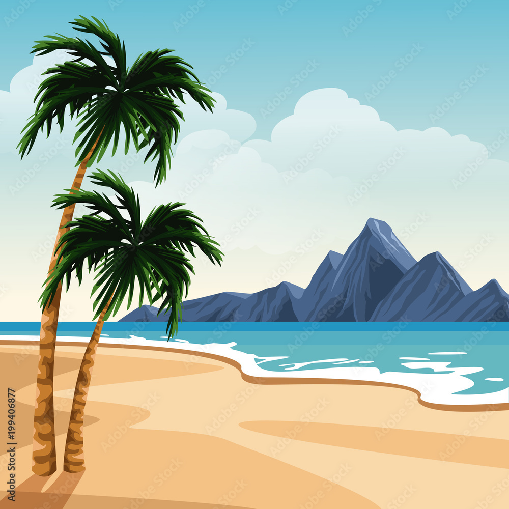 Beautiful island cartoon vector illustration graphic design Stock ...