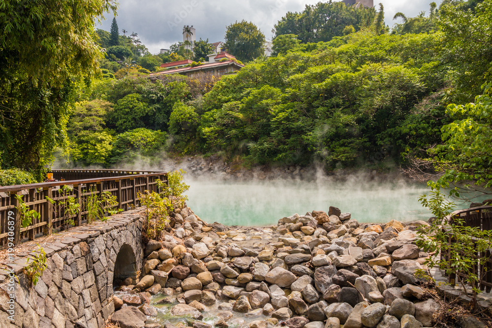 The drainage of the hot spring at Beitou Thermal Valley which is ...