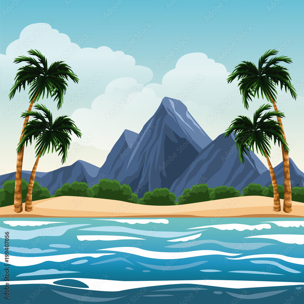 Beautiful island cartoon vector illustration graphic design Stock ...