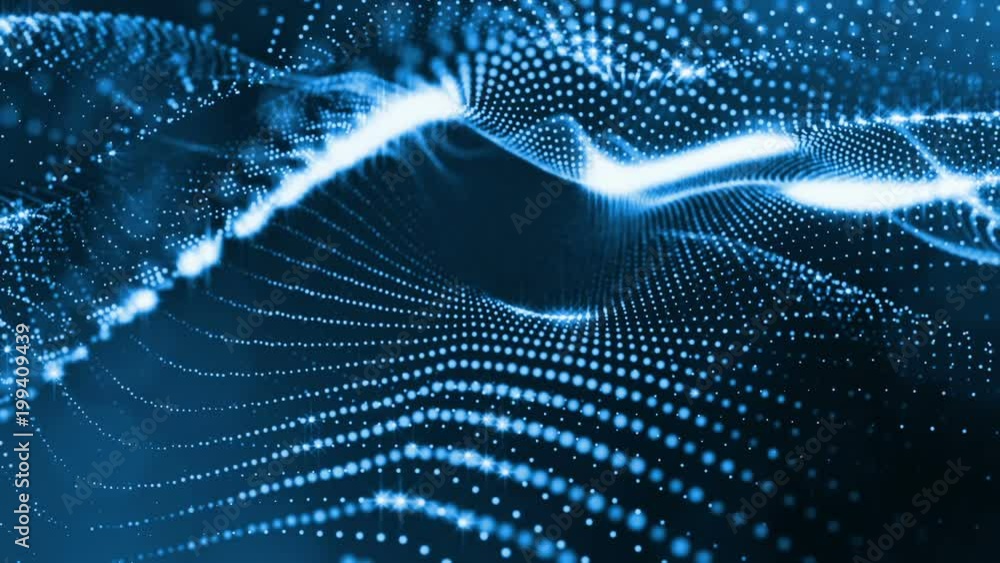 Virtual space with depth of field. Looped holographic background with ...