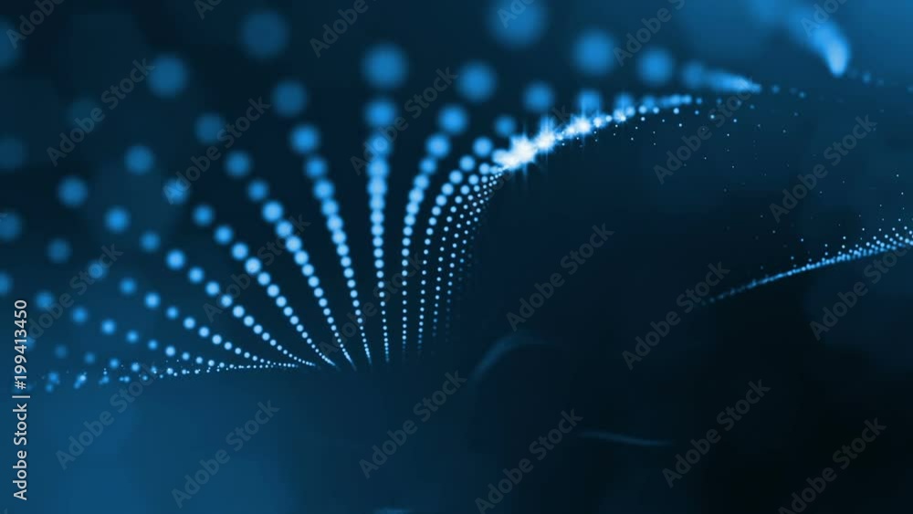 Virtual space with depth of field. Looped holographic background with ...