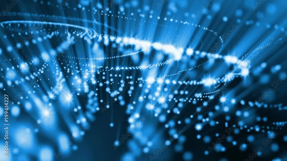 Virtual space with depth of field. Looped holographic background with ...