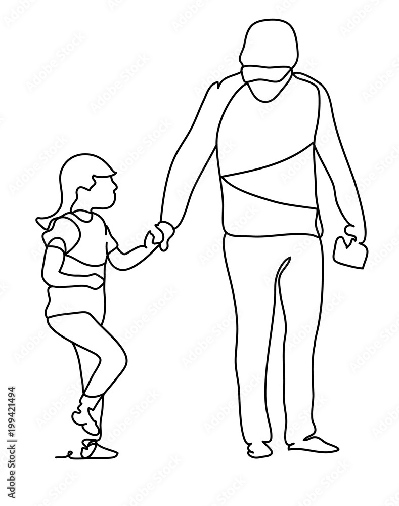 Father with his daughter. Happy family and father's day. Continuous ...