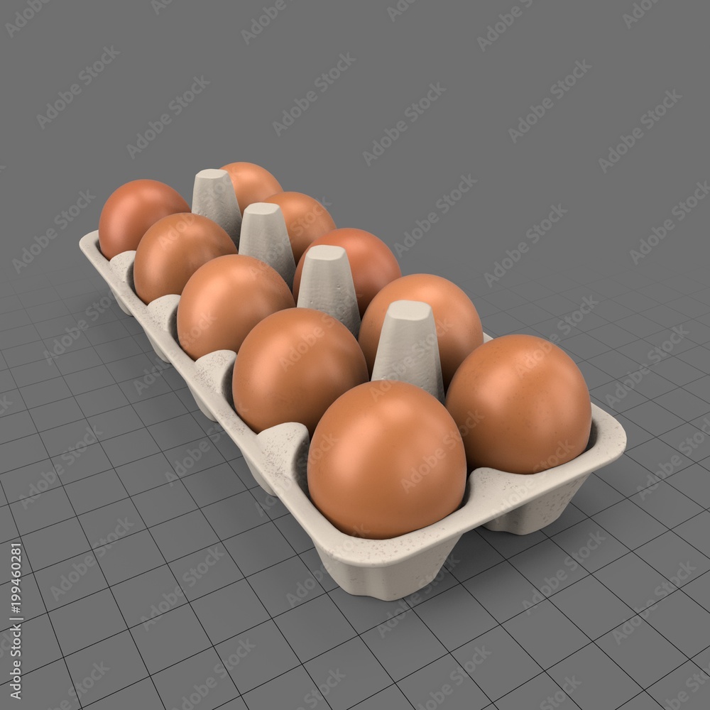 Carton of eggs Stock 3D asset | Adobe Stock