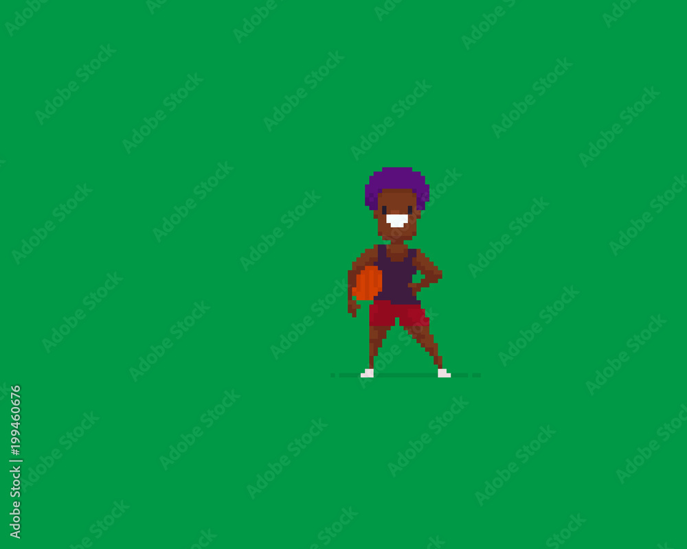 Pixel art basketball player Stock Vector | Adobe Stock
