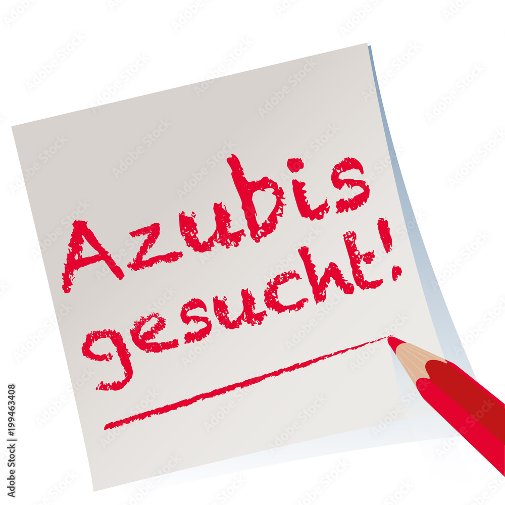 Azubis gesucht - Post-it mit roter Handschrift und Stift Stock Vector ...