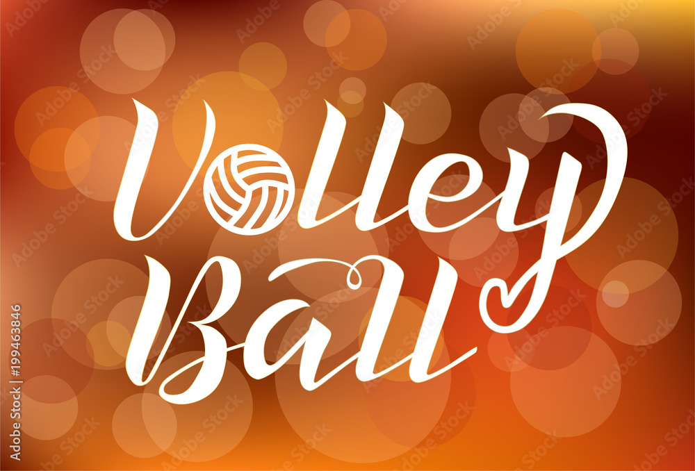 Volleyball white lettering on blurred background, vector illustration ...