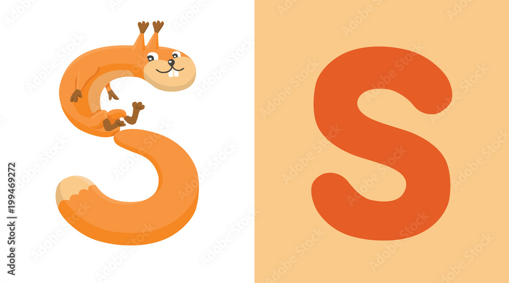 S is for Squirrel. Letter S. Squirrel., cute illustration. Animal ...