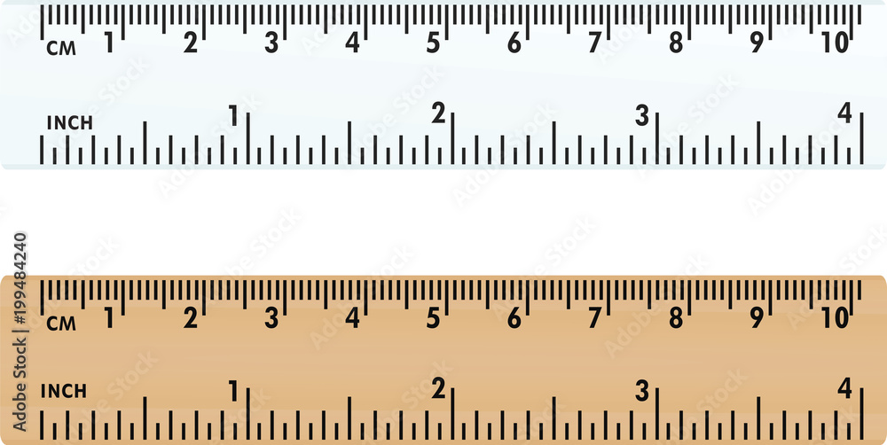 Plastic and wooden ruler. vector illustration Stock Vector | Adobe Stock