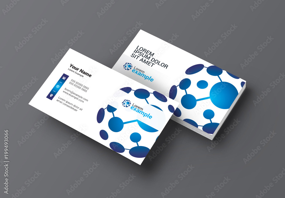 Business Card Layout with Connected Circles Element Stock Template ...