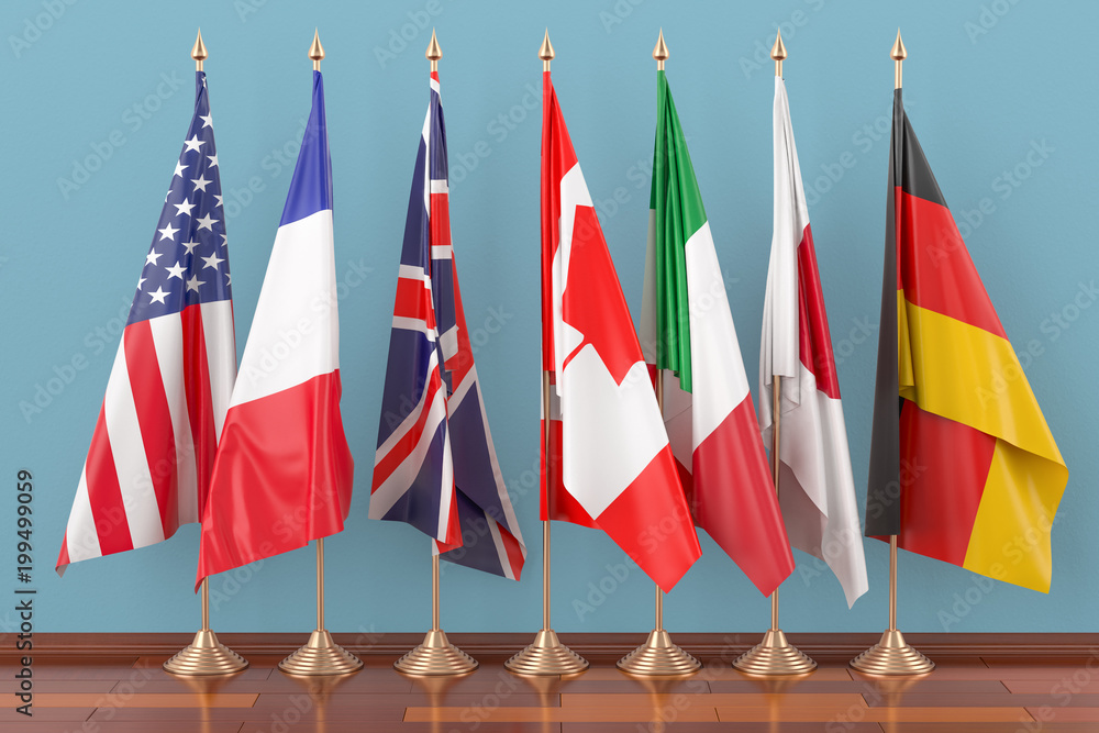 Flags of all members G7, 3D rendering Stock Illustration | Adobe Stock