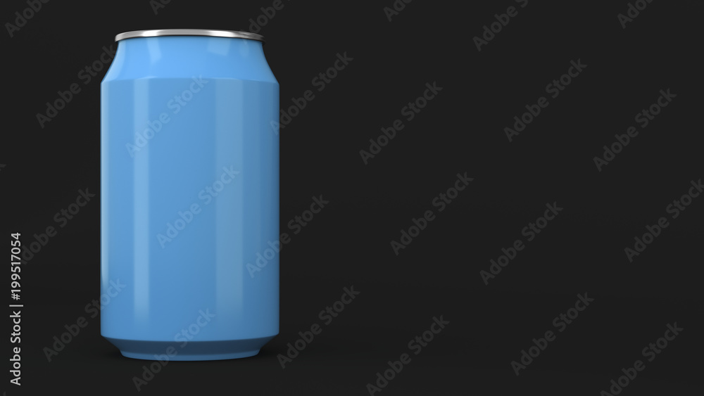 Blank small blue aluminium soda can mockup on black background Stock ...