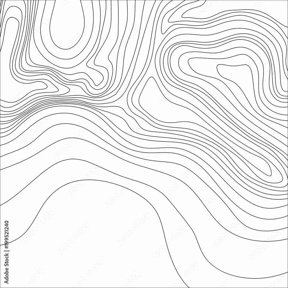 Abstract black and white topographic contours lines of mountains ...
