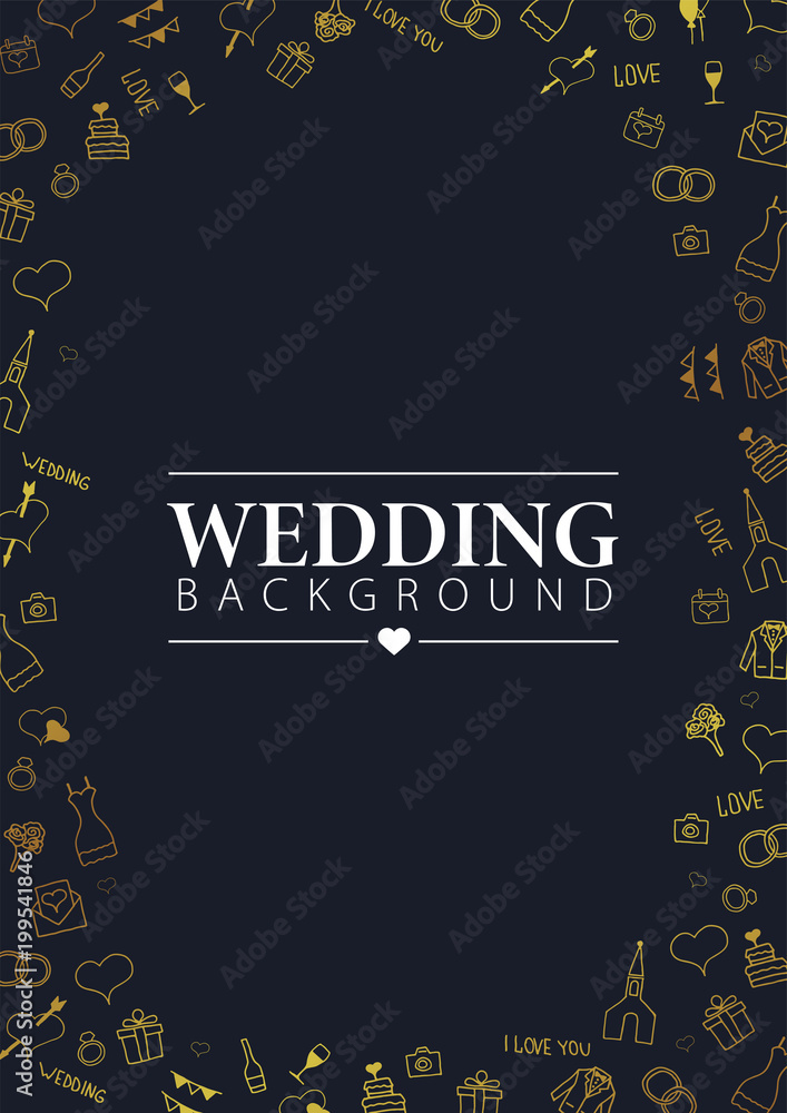 Wedding Background with hand draw doodle elements. Vector Illustration ...