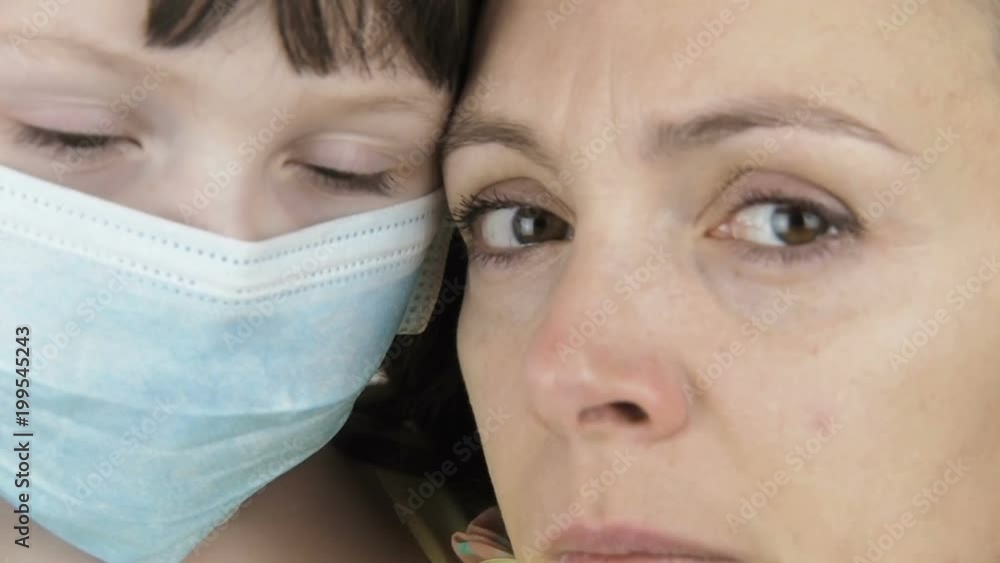 Despair. Feeling sorry. Mother with a sick child. Mother cries. Stock ...