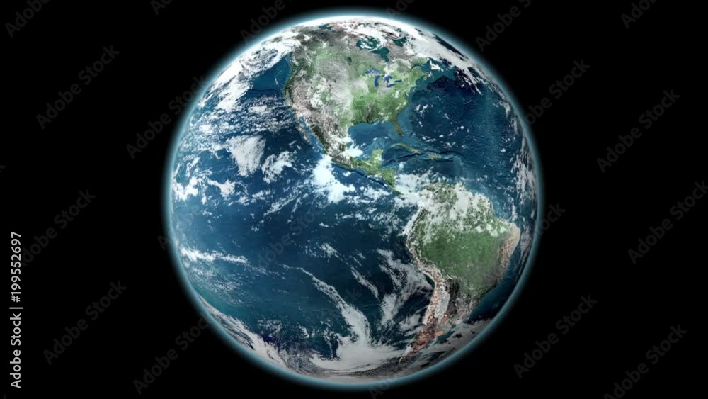isolated realistic Earth rotating slowly on black background in 4K and ...