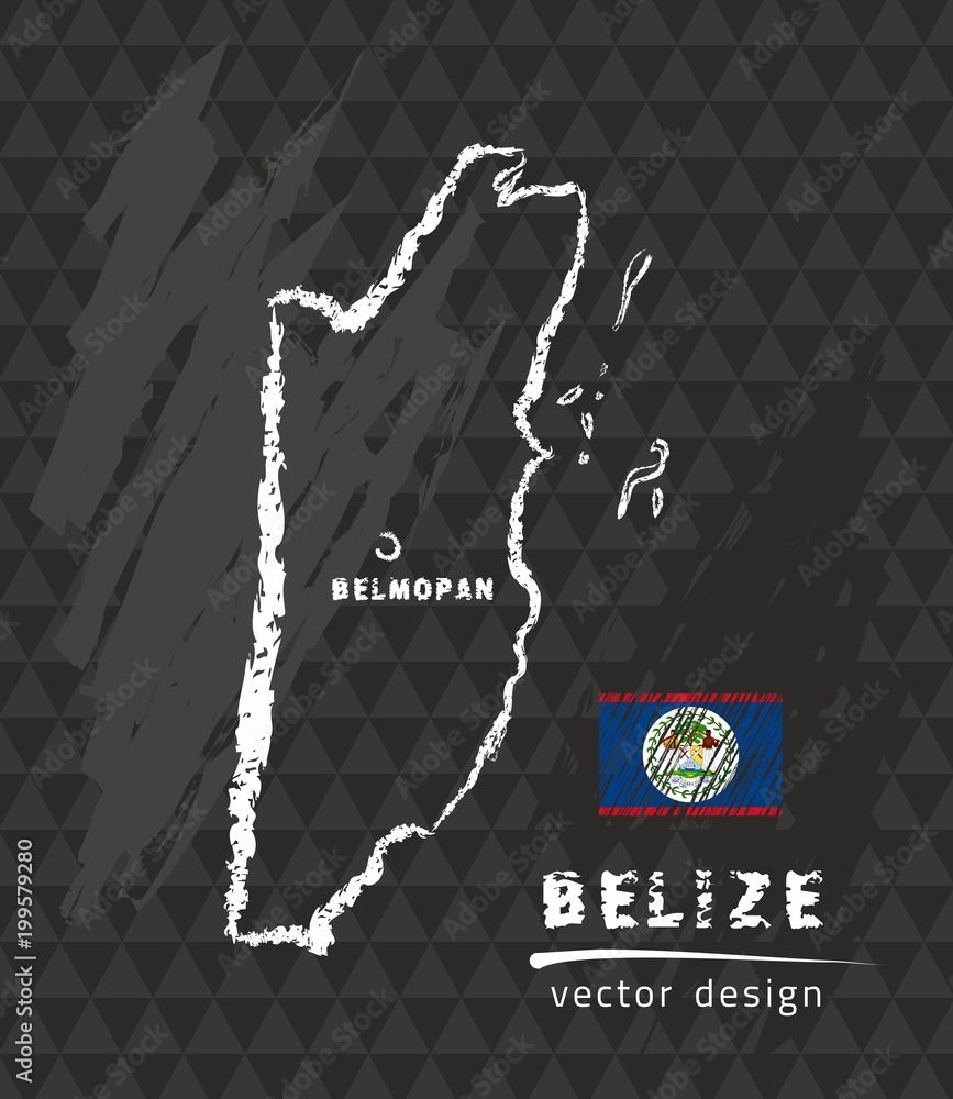 Map of Belize, Chalk sketch vector illustration Stock Vector | Adobe Stock