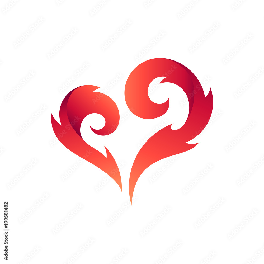 Fire Heart Logo, Hear + Fire, creative Logo Template Ready For Use ...