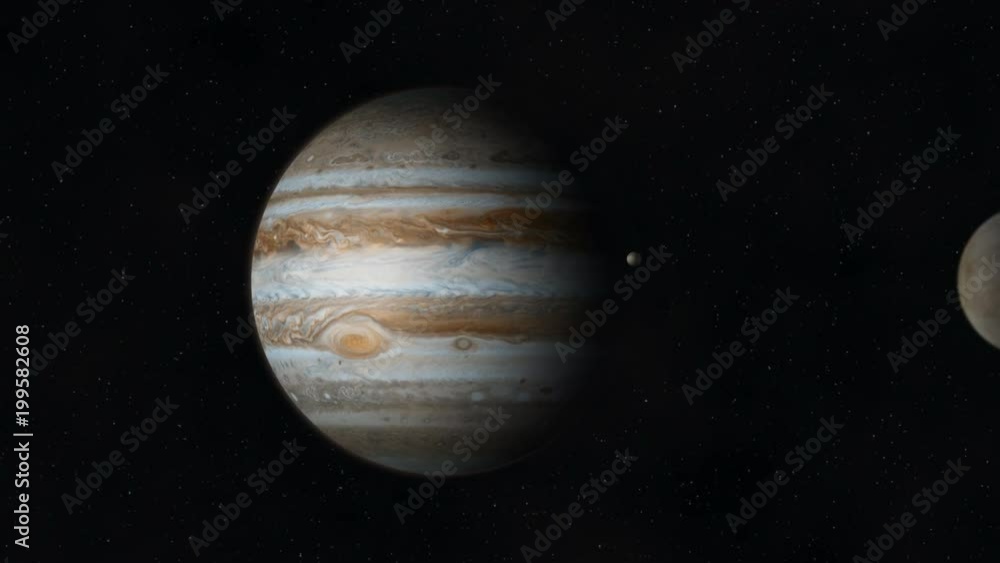 Jupiter rotating in space - largest planet in solar system - moon ...