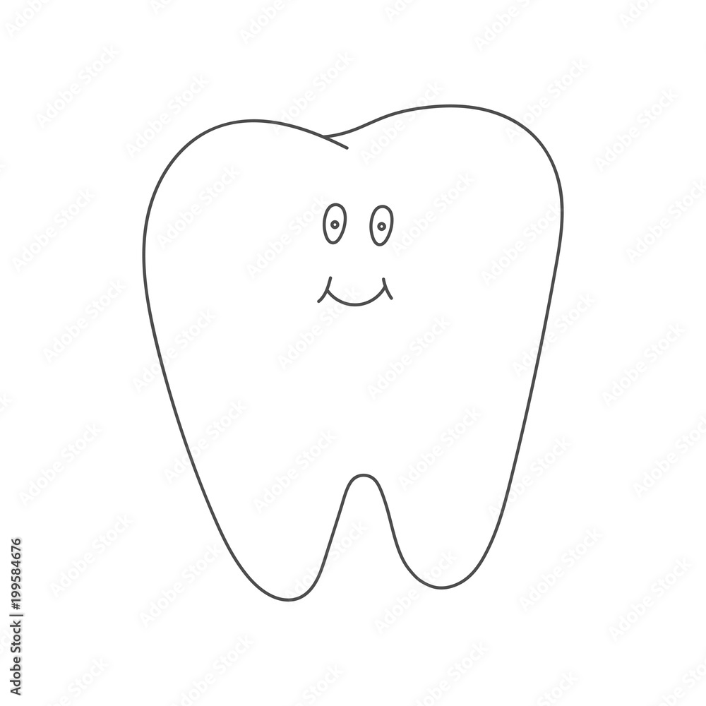 Smiling tooth outline. Pediatric dental clinic logo concept. Vector ...