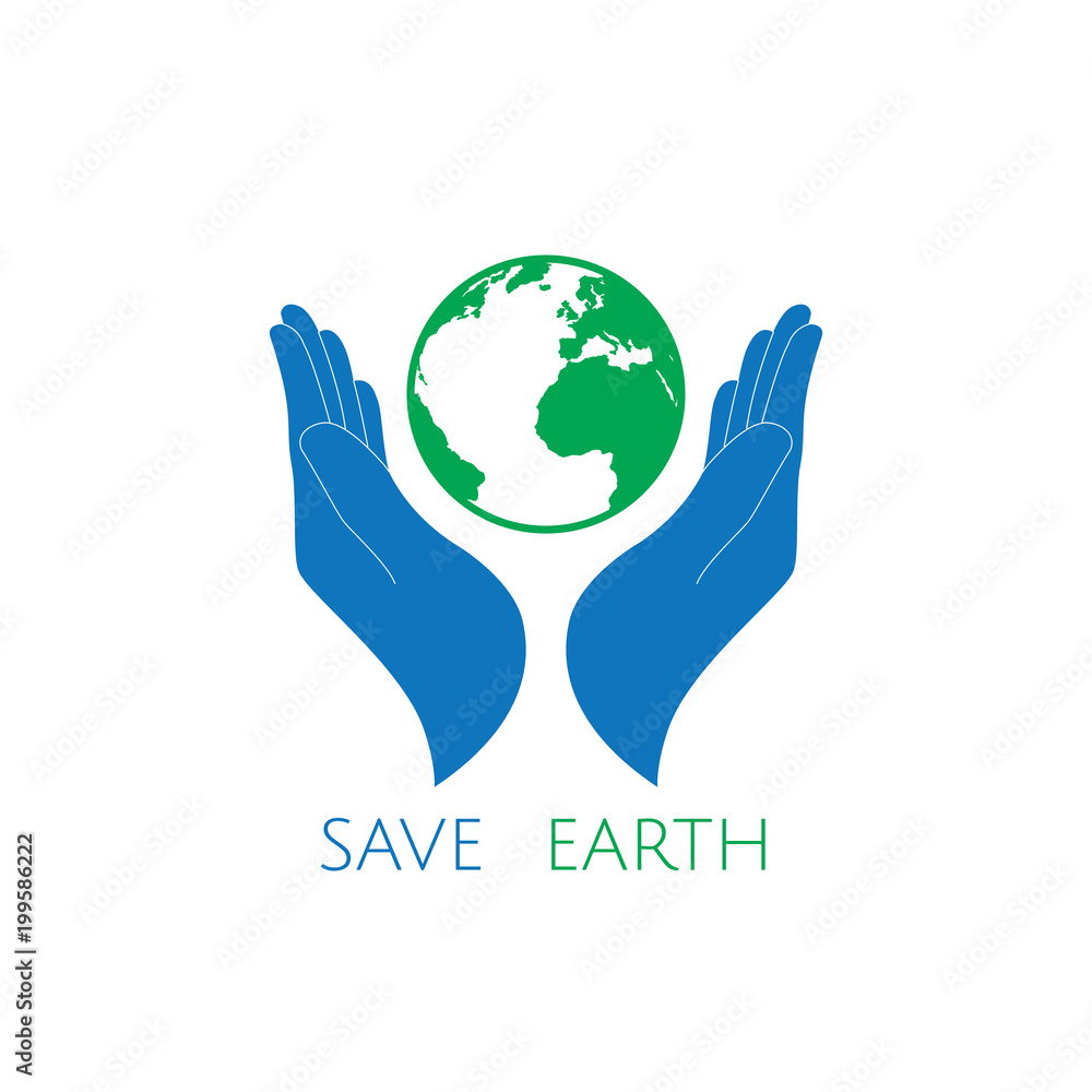 Save the earth icon logo graphic design Stock Vector | Adobe Stock