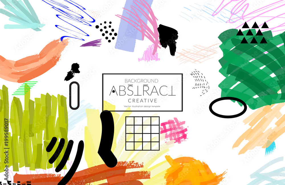 Abstract collage made with scribbles markercanyon strokesblack ...