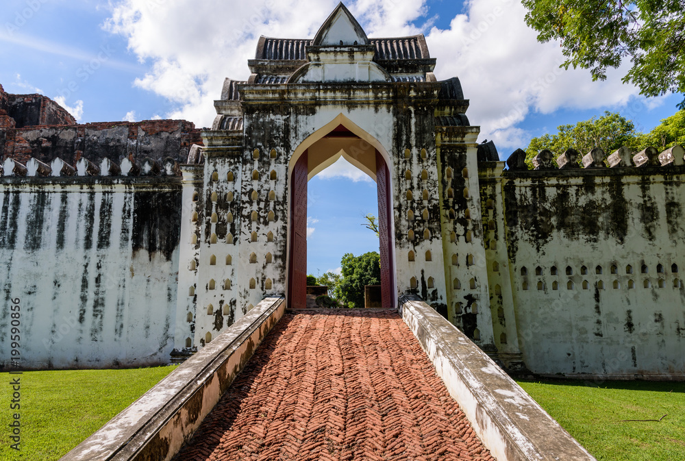 The entrance to the throne hall building of King Narai's palace at ...