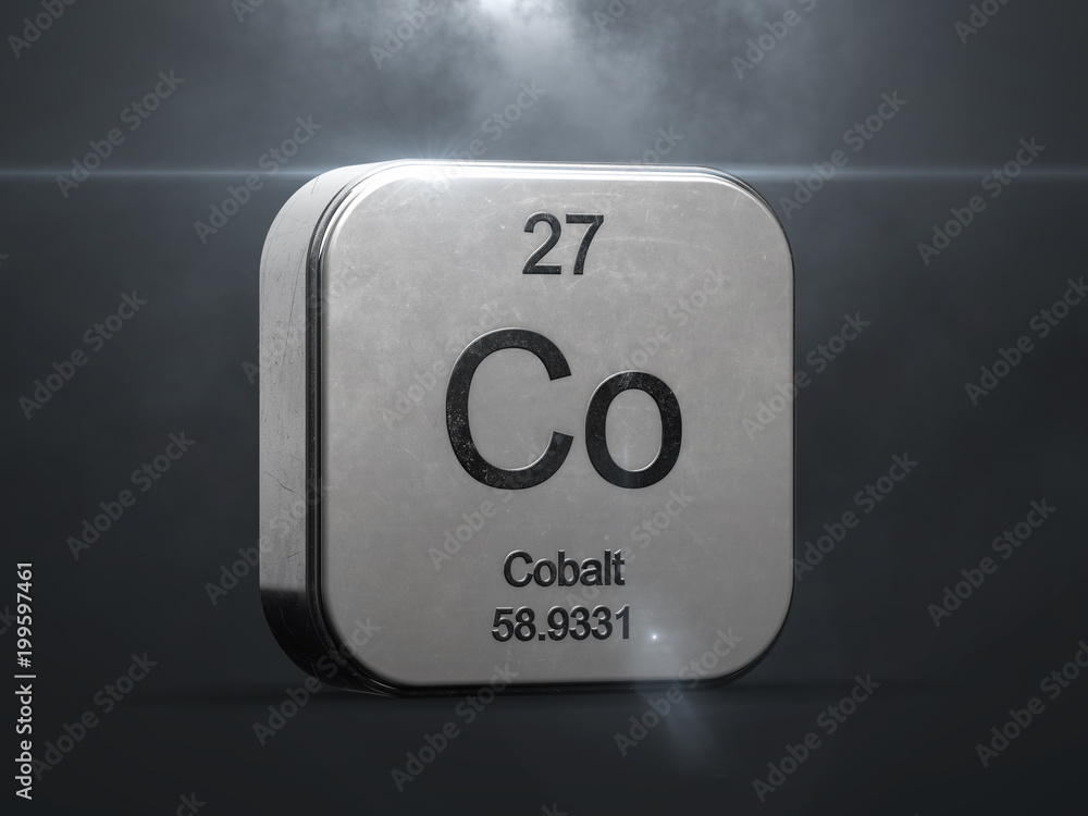 Cobalt element from the periodic table. Metallic icon 3D rendered with ...