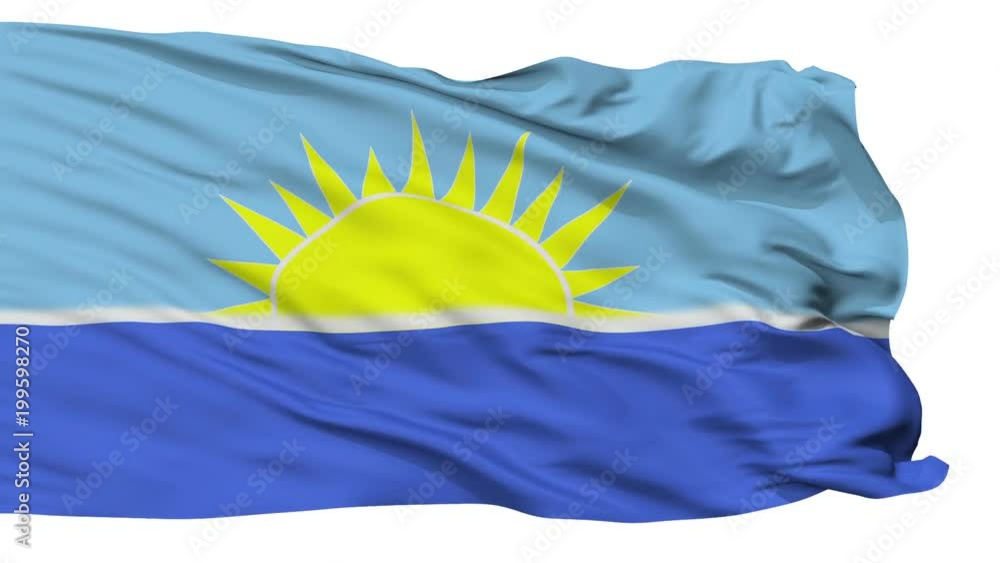 Riohacha flag, city of Colombia, realistic animation isolated on white ...