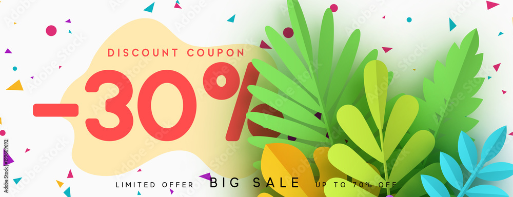 Horizontal sale banner border. Discount coupon cards, headers website ...