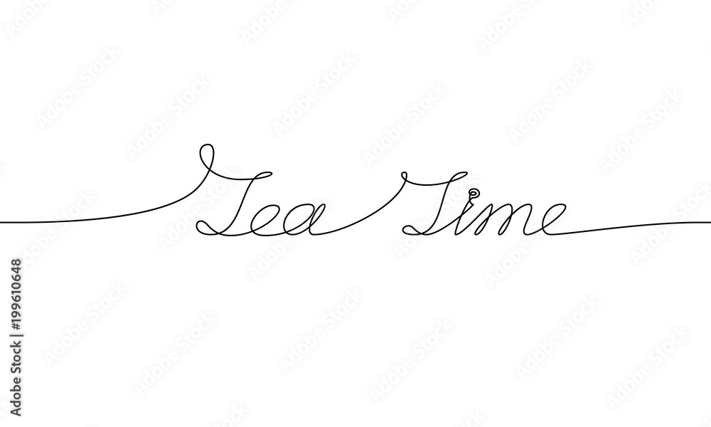 TEA TIME handwritten inscription. Hand drawn lettering. alligraphy. One ...