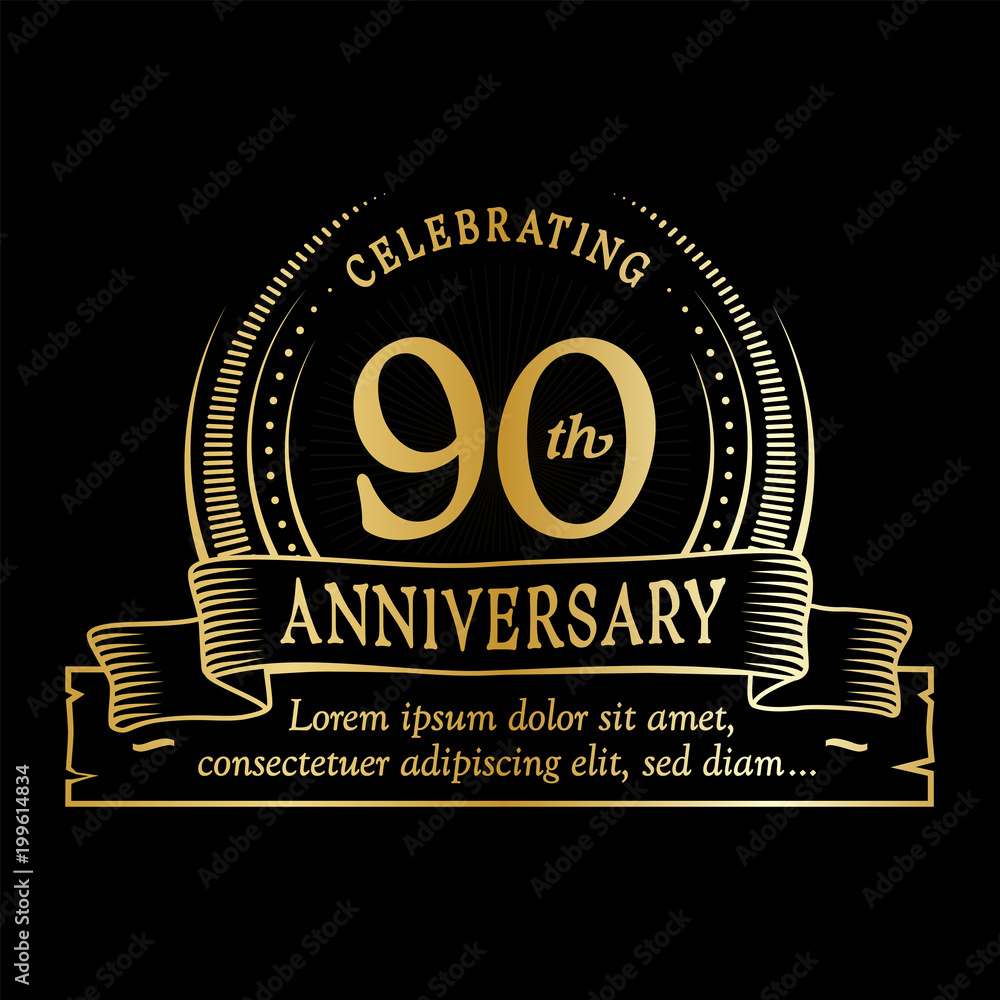 90th anniversary design template. Vector and illustration. Stock Vector ...