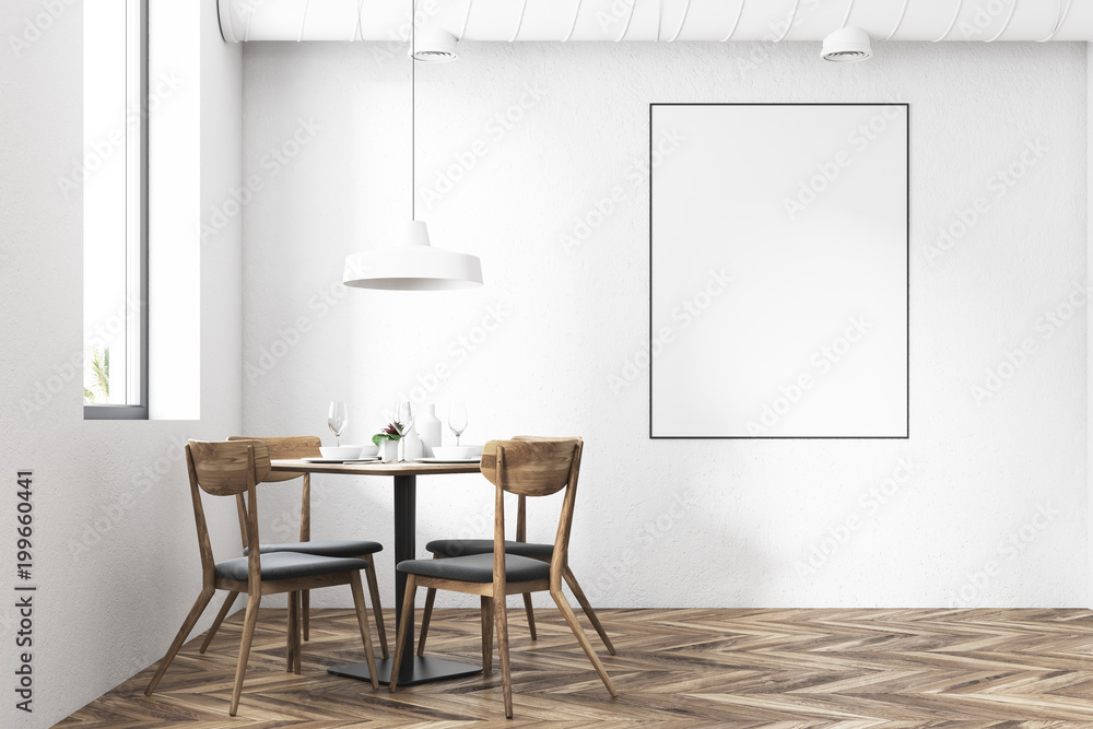 Round table with chairs in a restaurant, poster Stock Photo | Adobe Stock