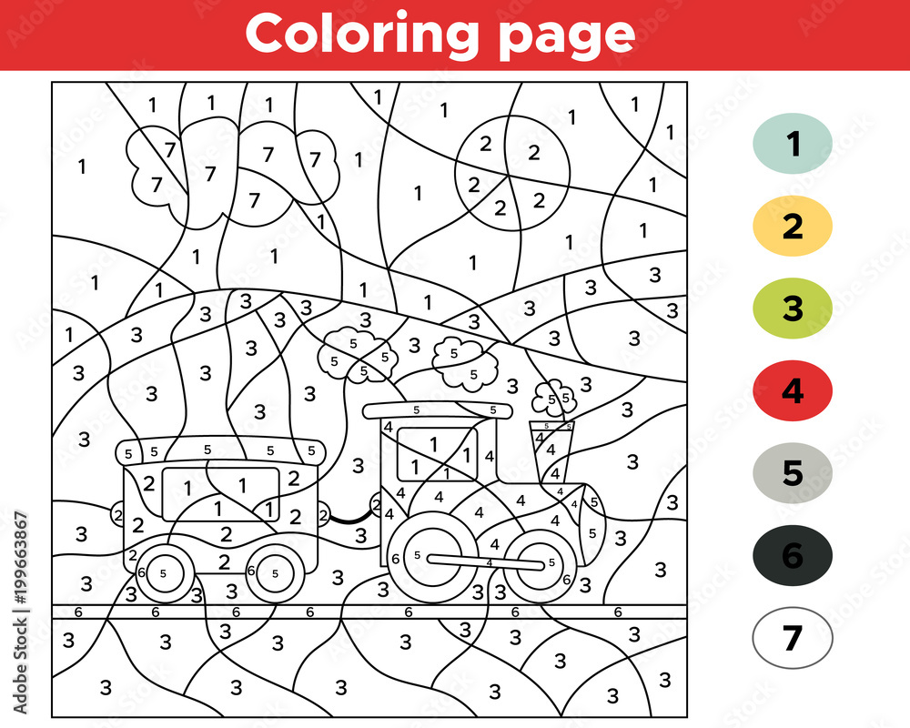 Educational number coloring page for preschool children. Funny cartoon ...