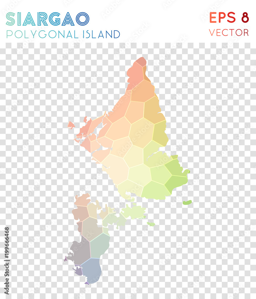 Siargao polygonal map, mosaic style island. Neat low poly style, modern ...