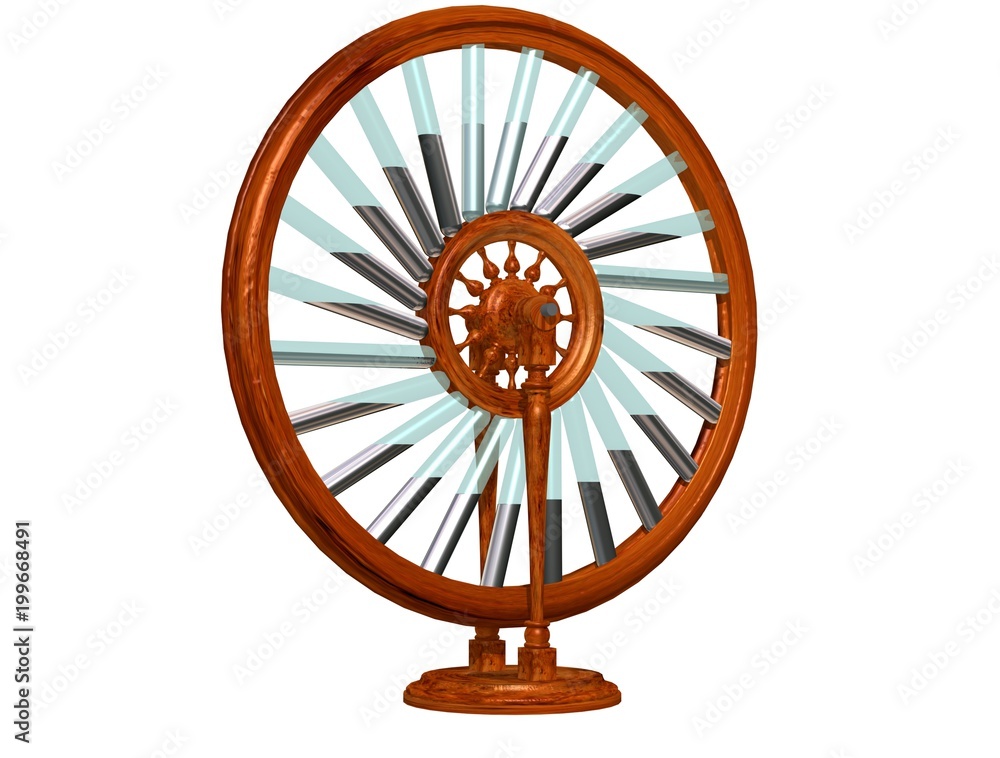 Bhaskara`s wheel. Perpetual motion machine. Perpetuum mobile. Physics ...