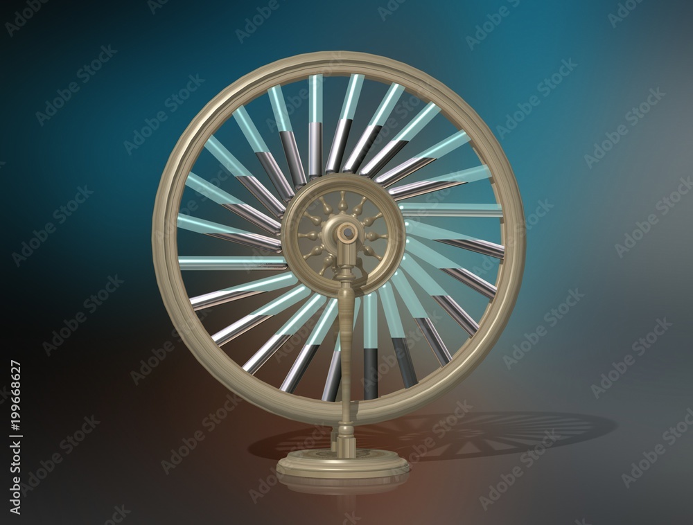Bhaskara`s wheel. Perpetual motion machine. Perpetuum mobile. Physics ...