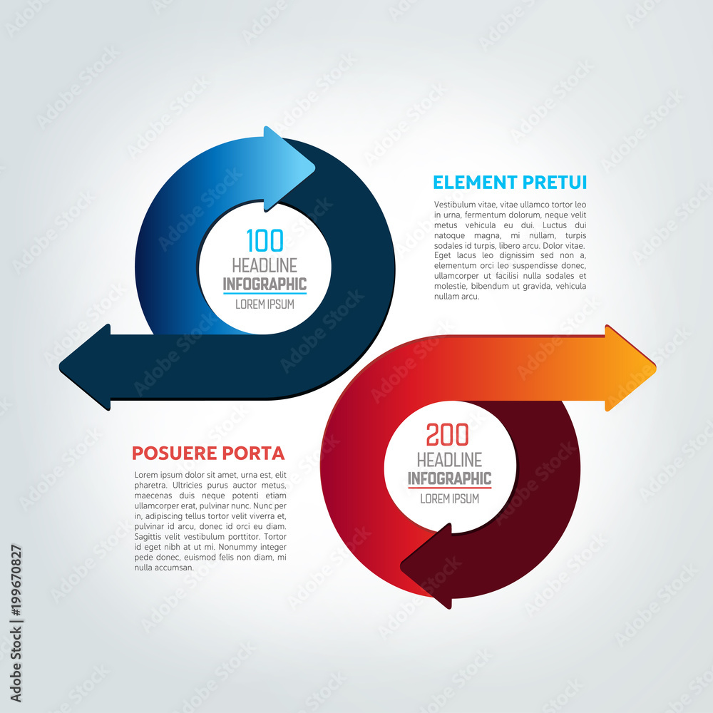 Two circle arrows in opposite direction infographic, chart, scheme ...
