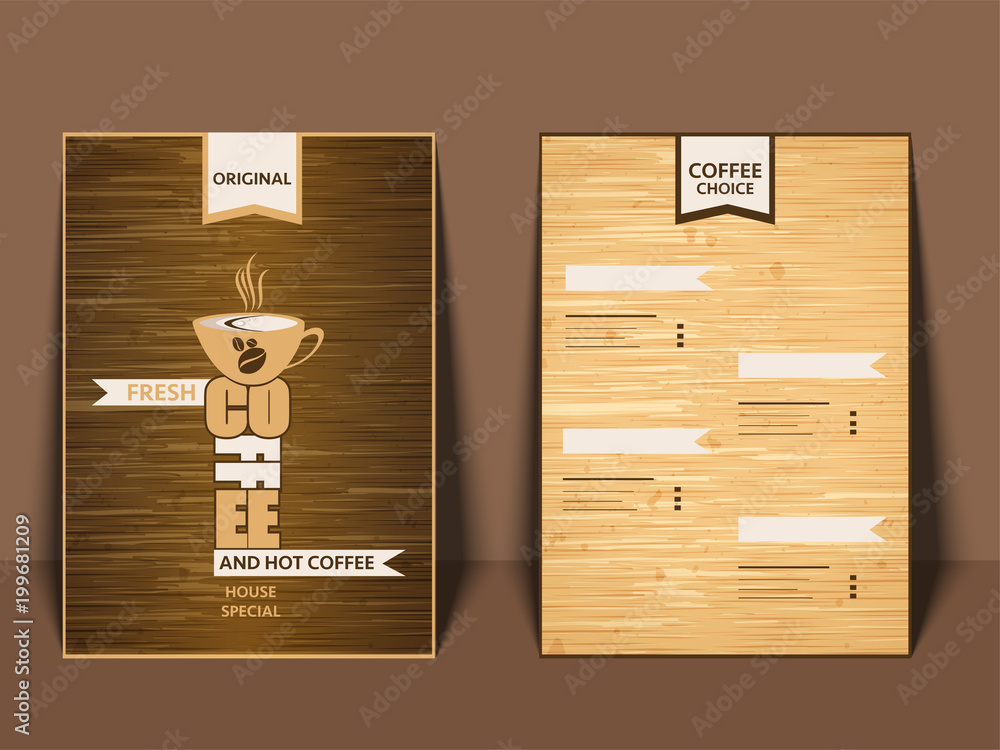 Coffee Cafe Menu Card design with front and back page view. Stock Photo ...