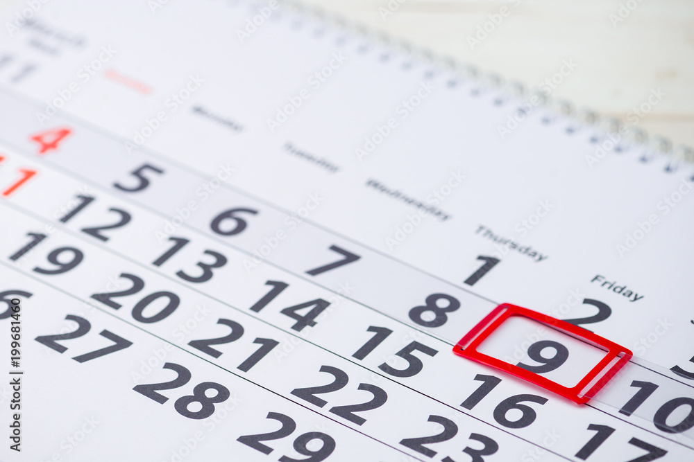 Pi Day, National Dentists Day, Victory Day. Day number 9 mark on the ...