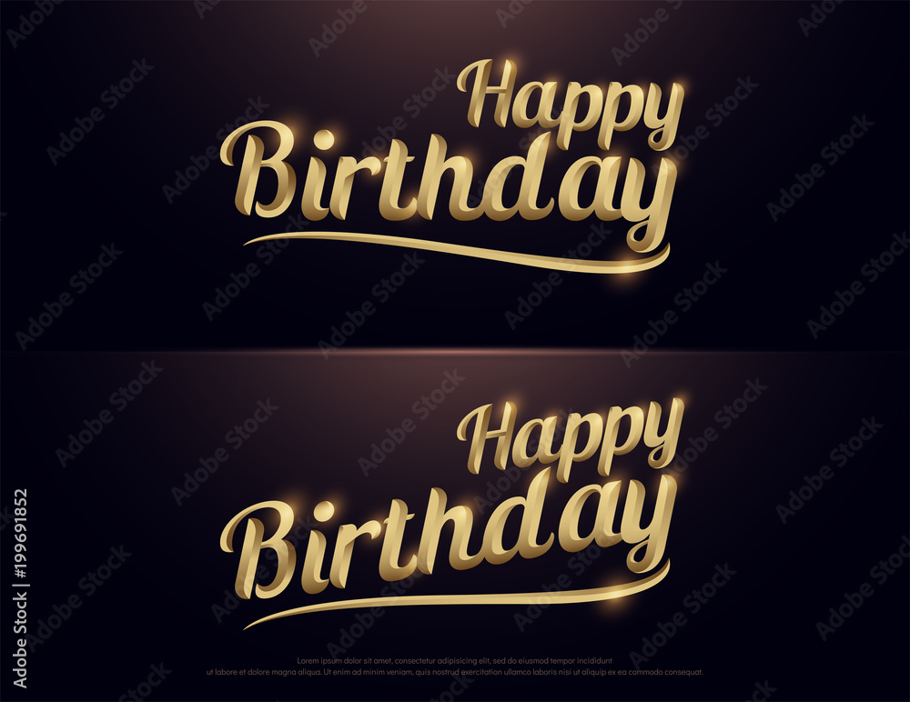 Happy Birthday Golden Logo. Calligraphy lettering. Handwritten phrase ...
