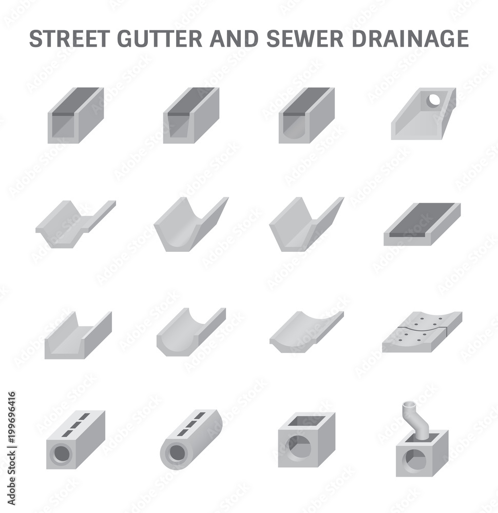 Vetor do Stock: Street gutter, drainage system vector icon consist of ...