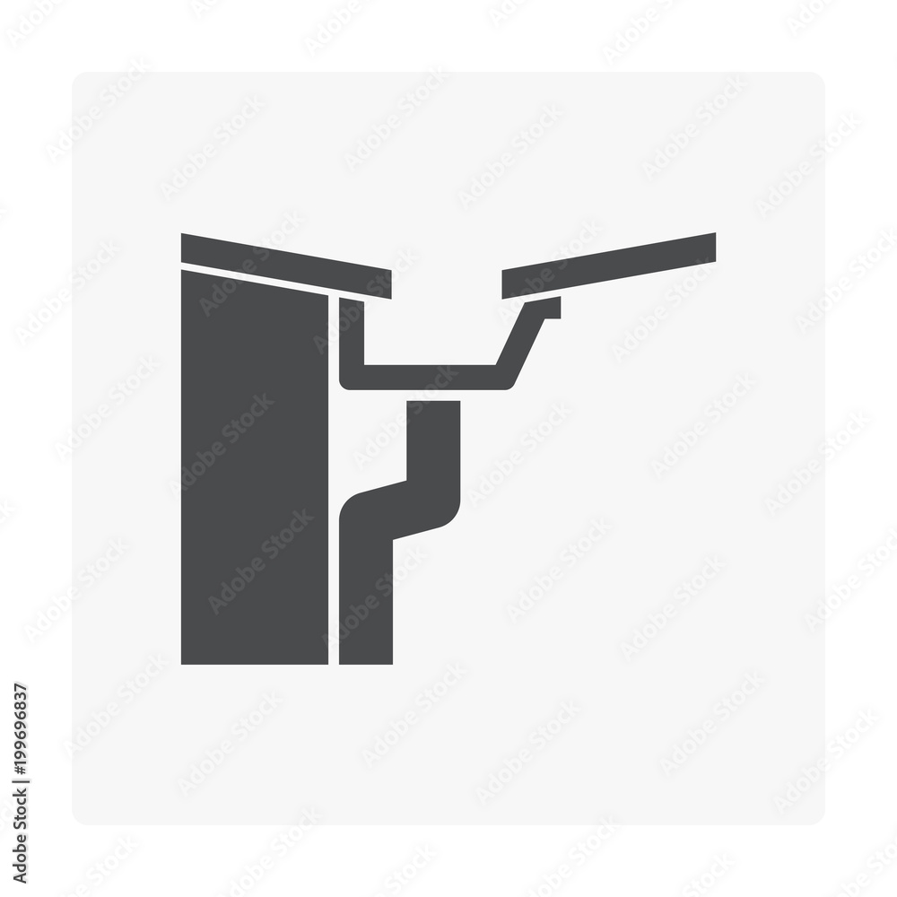 Fascia style gutter vector icon. Also call rain gutter or eavestrough ...