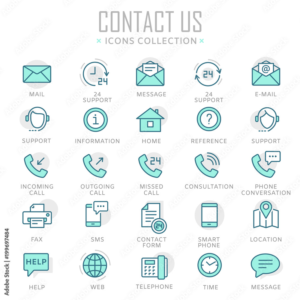 Collection of contact us thin line icons Stock Vector | Adobe Stock