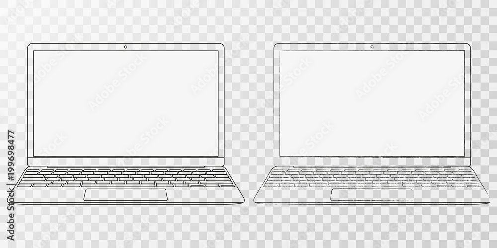 laptop outline. computer outline vector eps10 Stock Vector | Adobe Stock