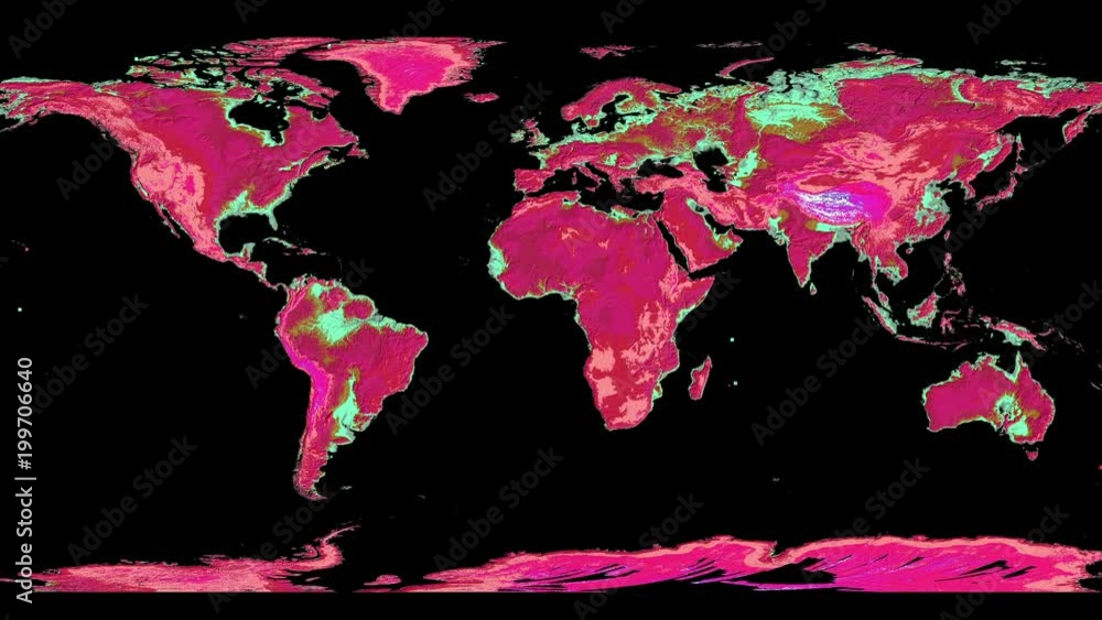 Planet Earth map with climate changing colors - looped animation vídeo ...