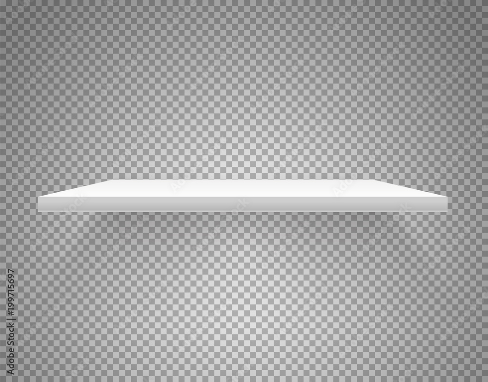 White shelf isolated on transparent background. Layered illustration ...