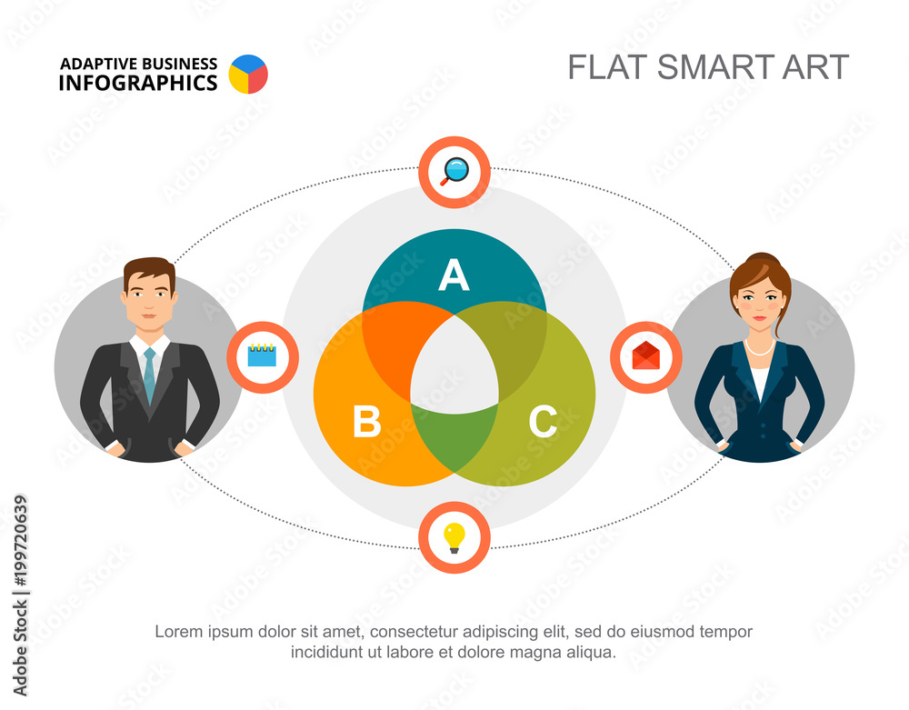 Two business people process chart template for presentation. Vector ...